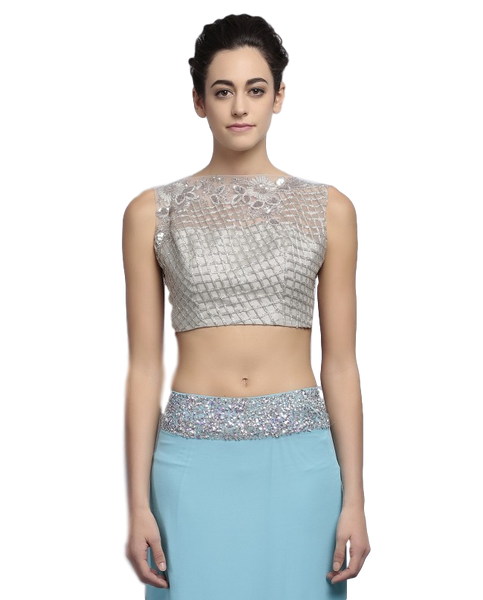 Light blue color designer saree with silver ssequin work – Panache ...