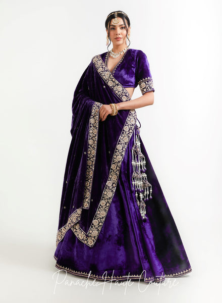 Violet Color Silk Velvet Shawl – Panache Haute Couture